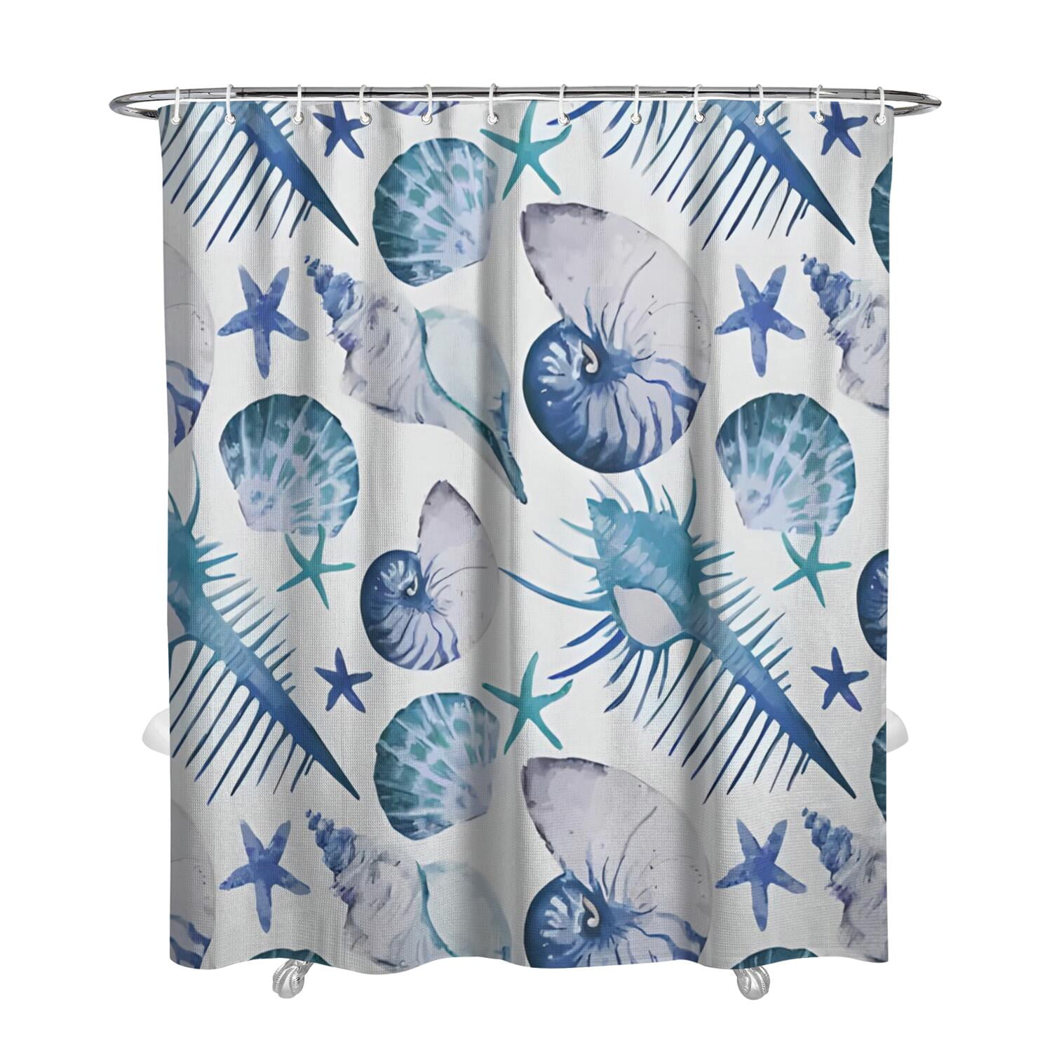 Mermaid and Nautical Starfish Shower Curtain, Tropical Beach and Ocean ...
