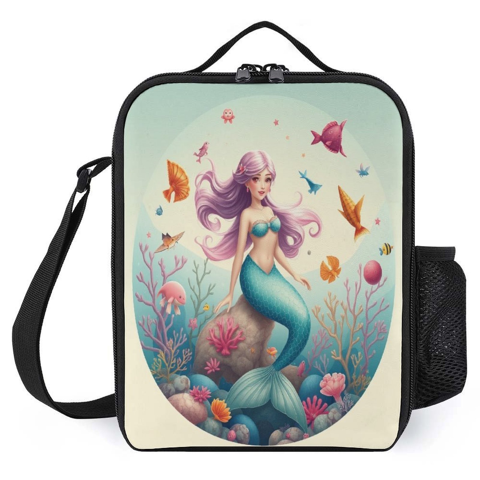 Mermaid Ocean Scene Art Lunch Bag Insulated Meal Bag Reusable Lunch Box ...