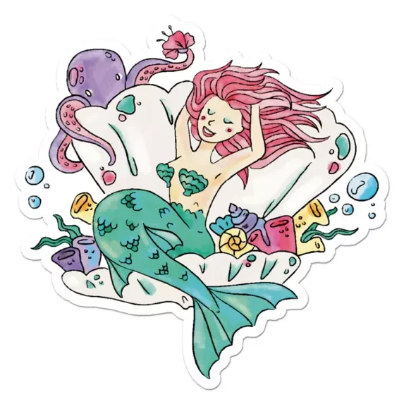 Mermaid Octopus Sticker Phone Decal Water Bottle Stickers Car Decals ...