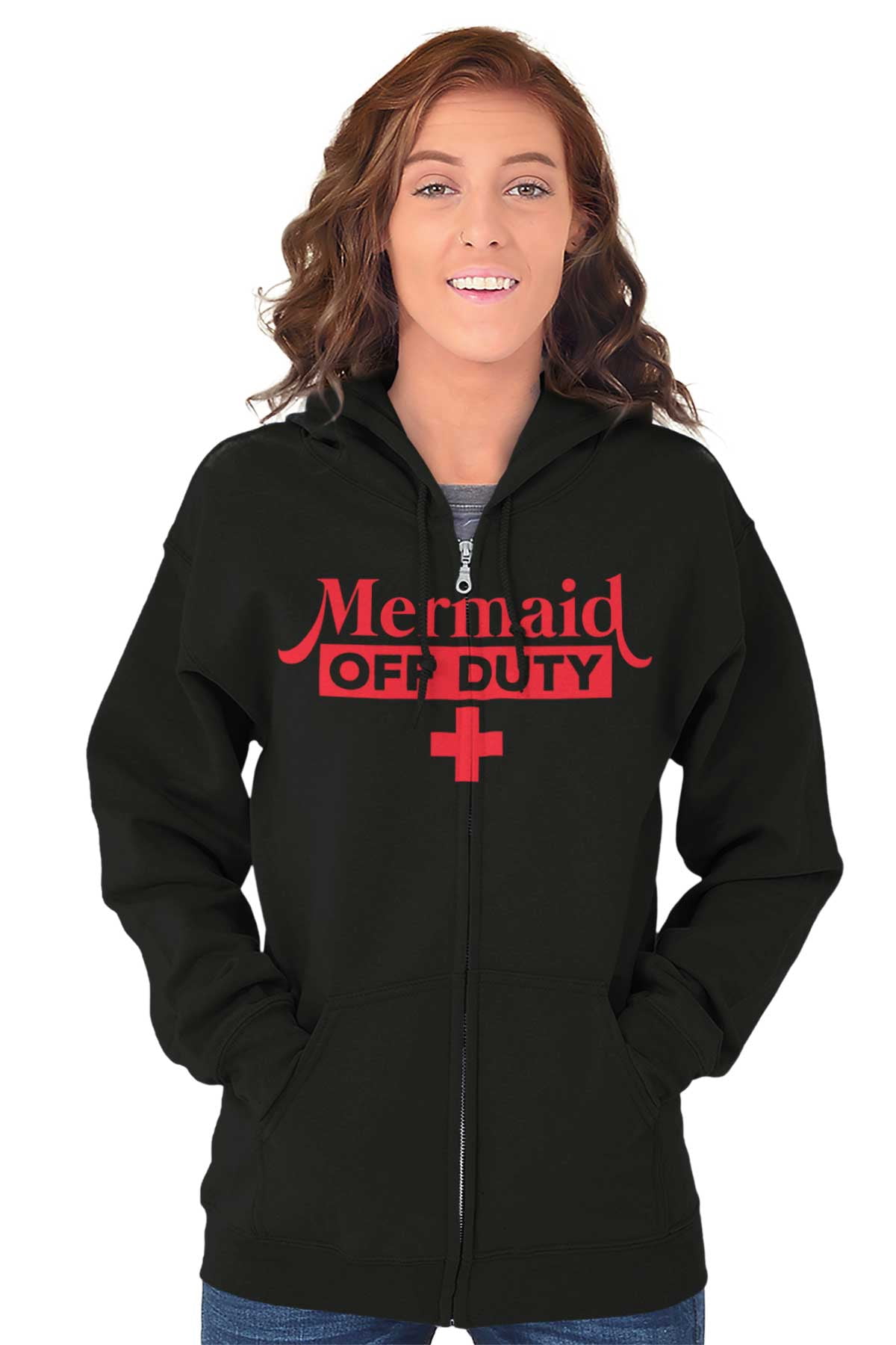 Mermaid Off Duty Cute Beach Day Vacay Womens Plus Size Graphic Zipper ...