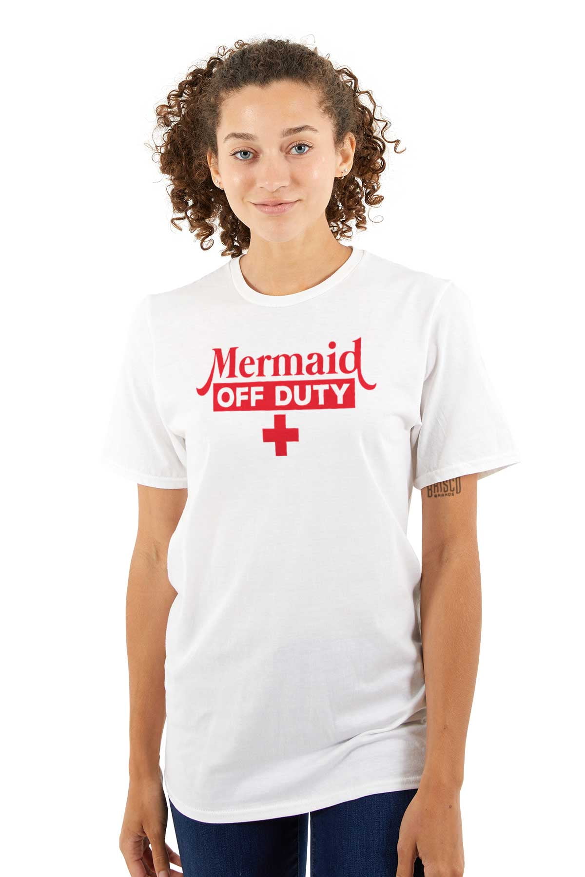Mermaid Off Duty Cute Beach Day Vacay Women Plus Size Graphic Tee Tees ...