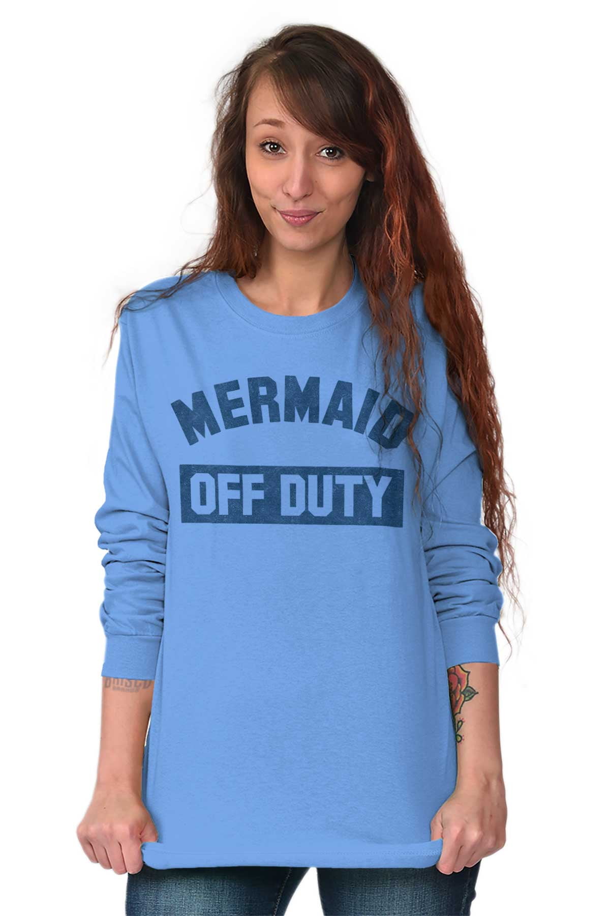 Mermaid Off Duty Cute Beach Lovers Women's Long Sleeve T Shirt Brisco ...