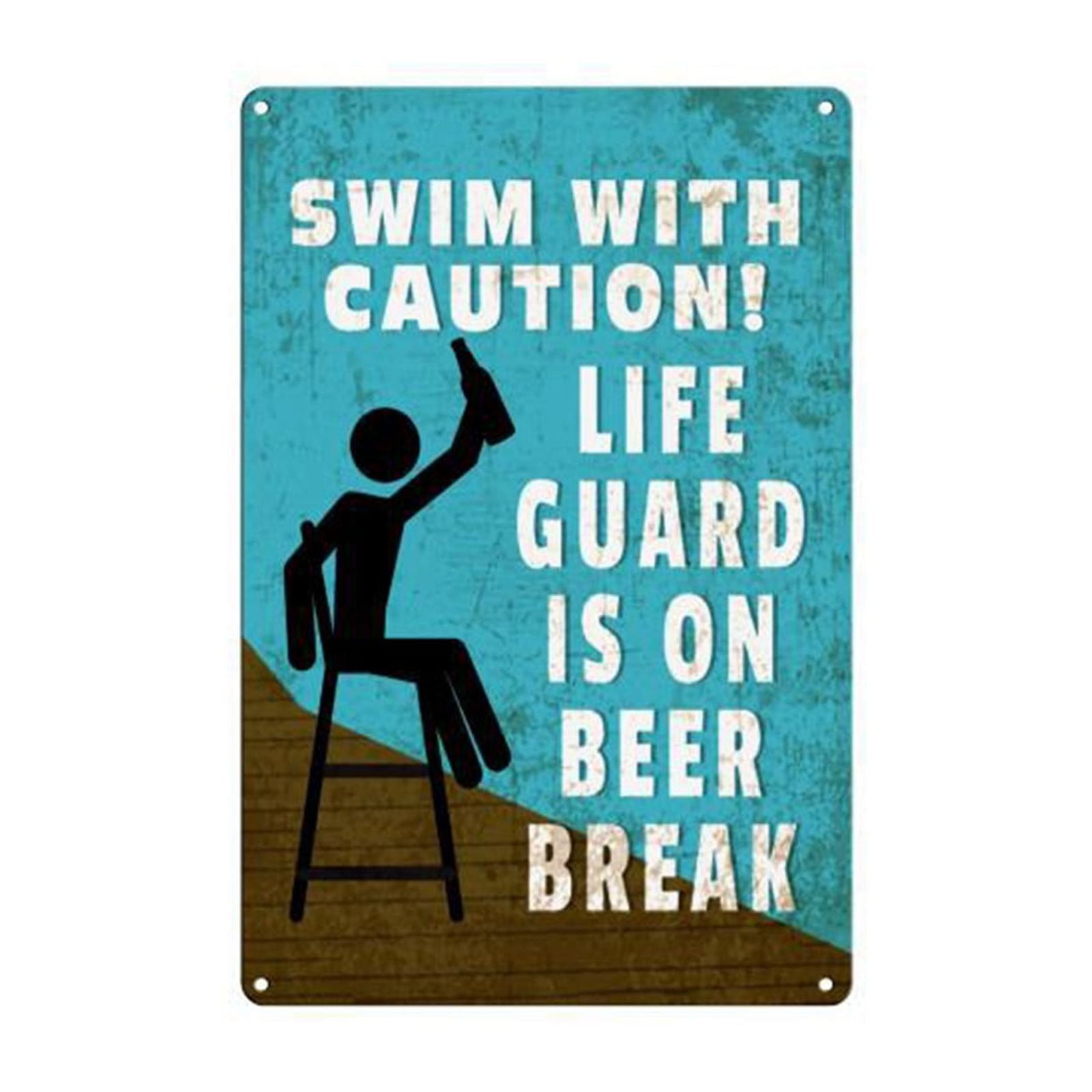 Mermaid "Off Duty" Pool Rules Sign - 12x8 Inch Rustic Tin Metal Sign ...