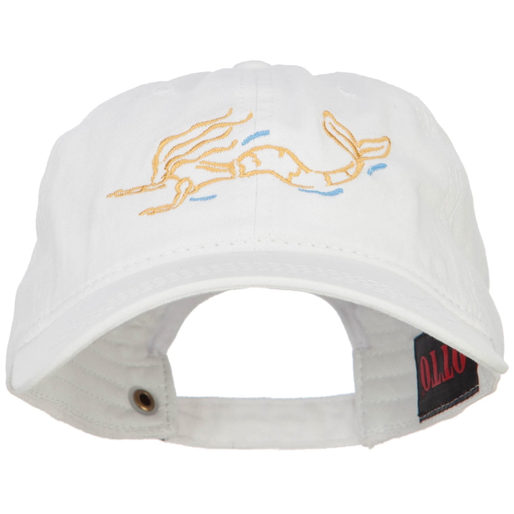 Mermaid Outline Embroidered Washed Cotton Cap - White OSFM - Walmart.com