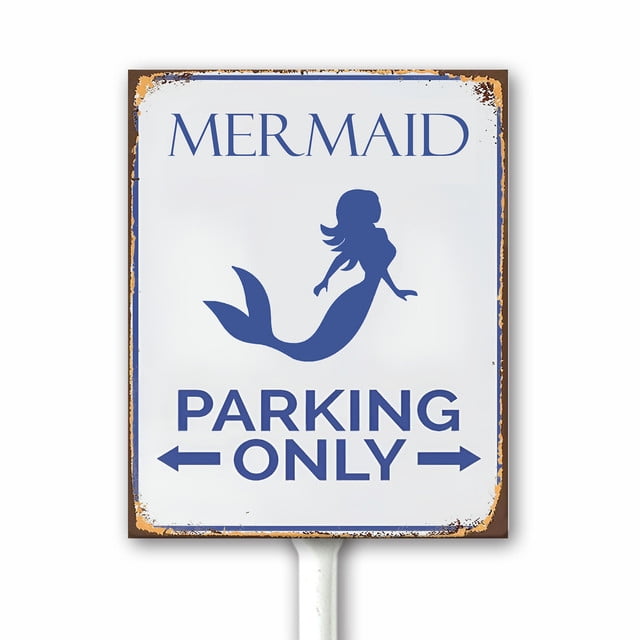 Mermaid Parking Only 7 x 8.8 Inches Funny Yard Sign for Lawn Garden ...