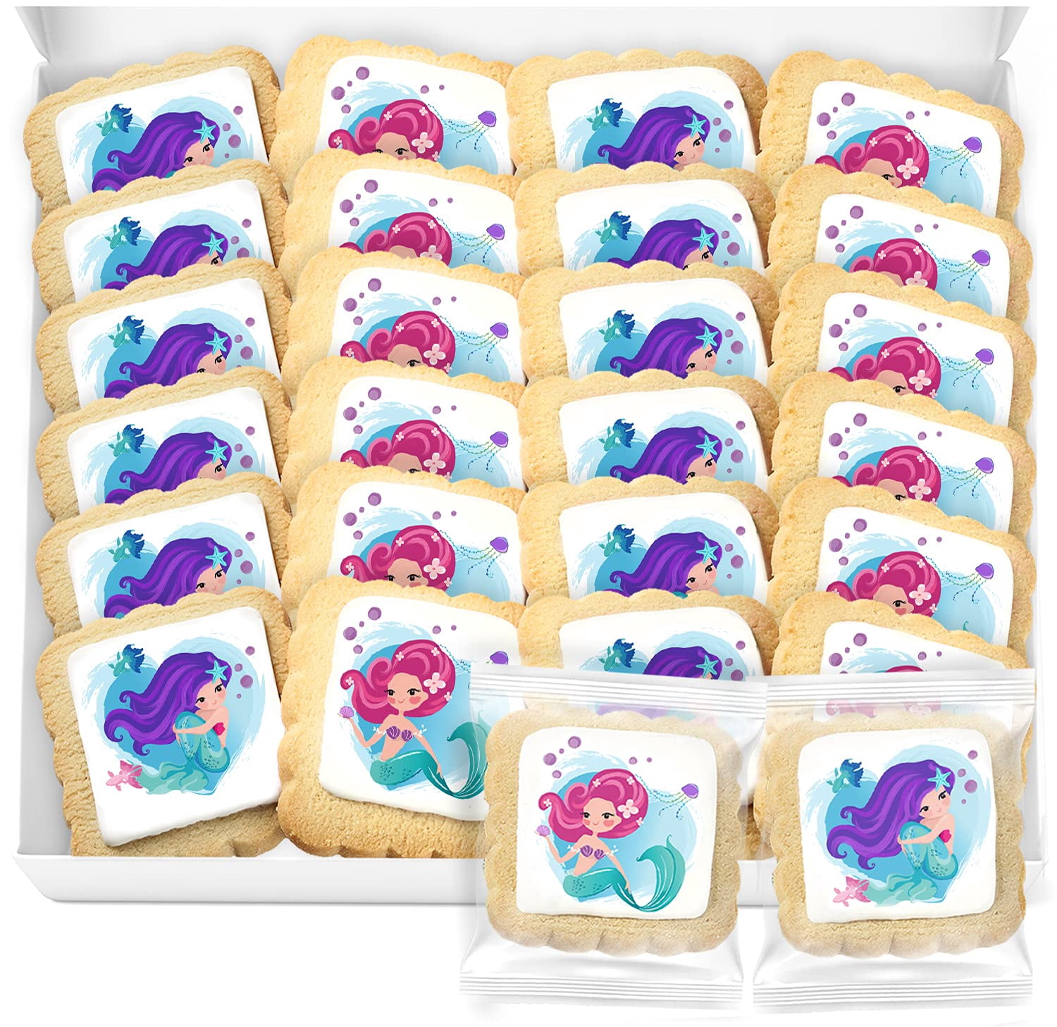 Mermaid Party Favors Cookies DEF29 Decorated | INDIVIDUALLY WRAPPED 24 ...