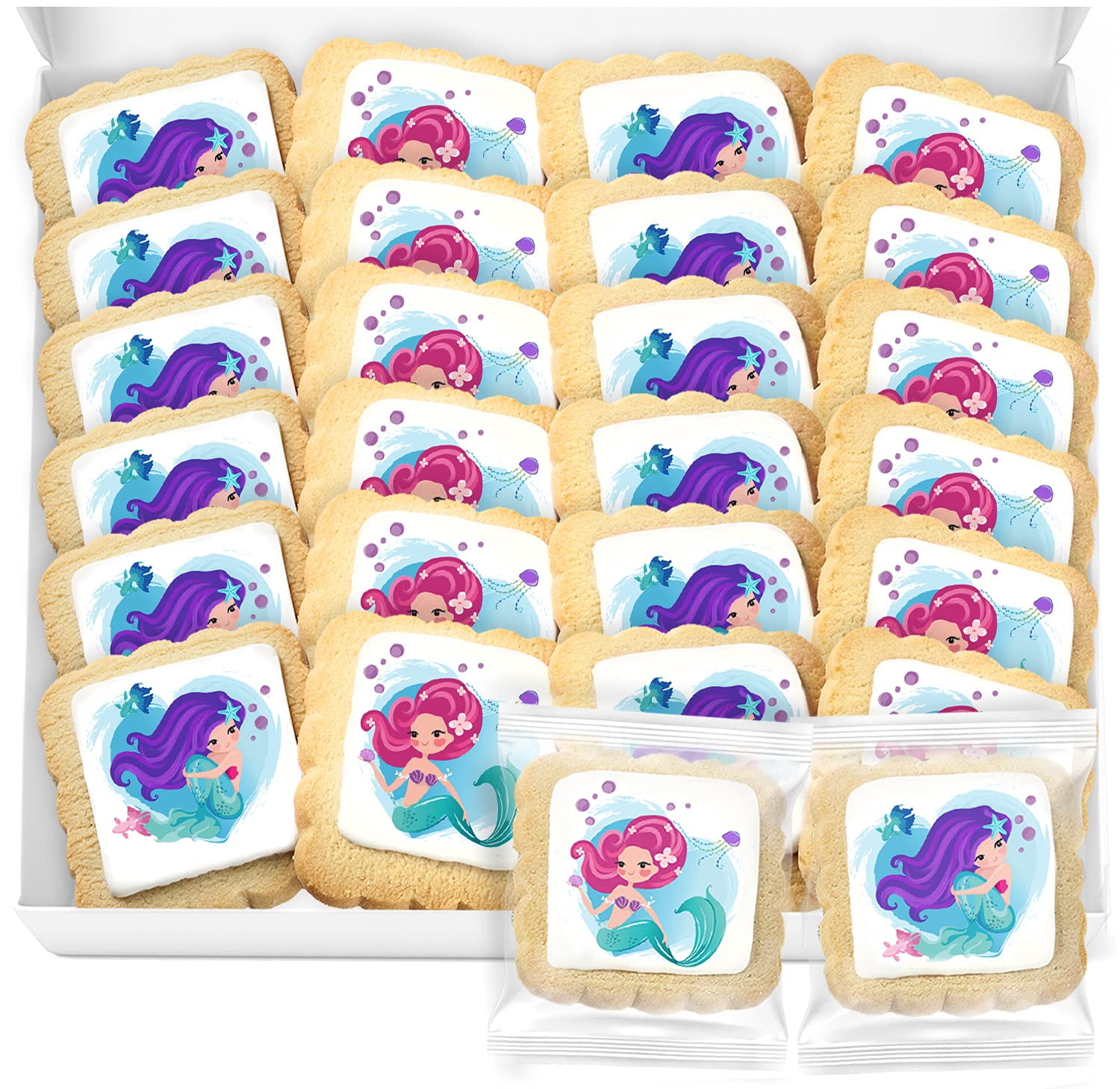 Mermaid Party Favors Cookies OKA4 Decorated | INDIVIDUALLY WRAPPED 24 ...
