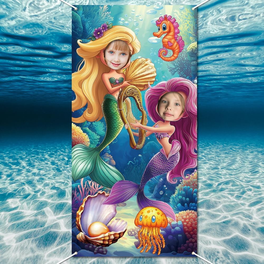 Mermaid Party Photo Banner 5.9x3ft Under The Sea Mermaid Birthday Party ...