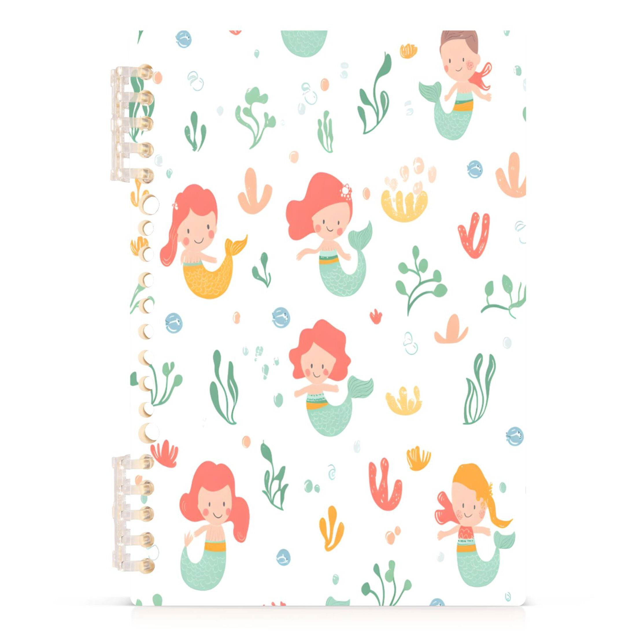 Mermaid Pattern Design A5 8.3x5.7in PP Notebook, Adjustable Rings, 60 ...