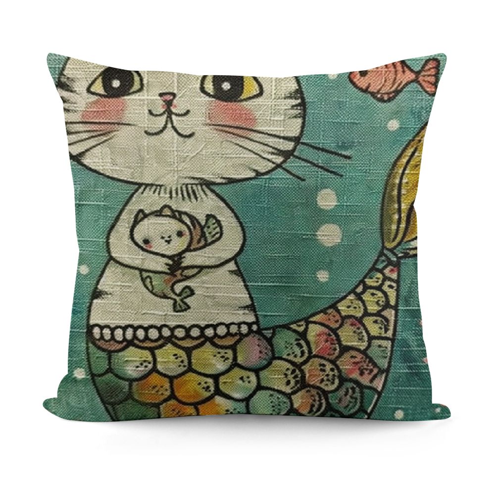 Mermaid Pillows Cute Ocean Mermaid with Seashell Throw Pillow Cover ...