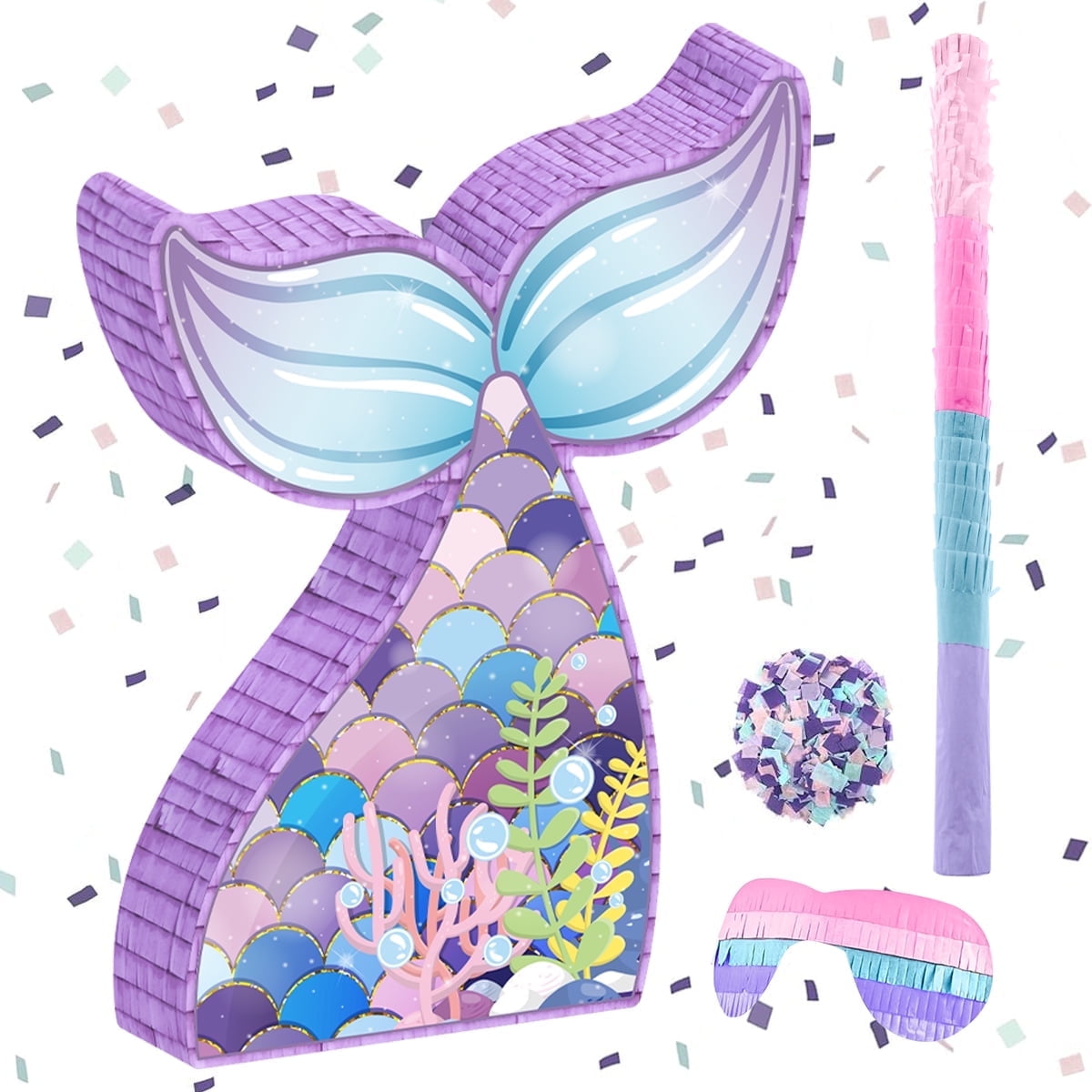 Mermaid Pinata,Mermaid Party Supplies, Mermaid Tail Pinata with Plastic ...