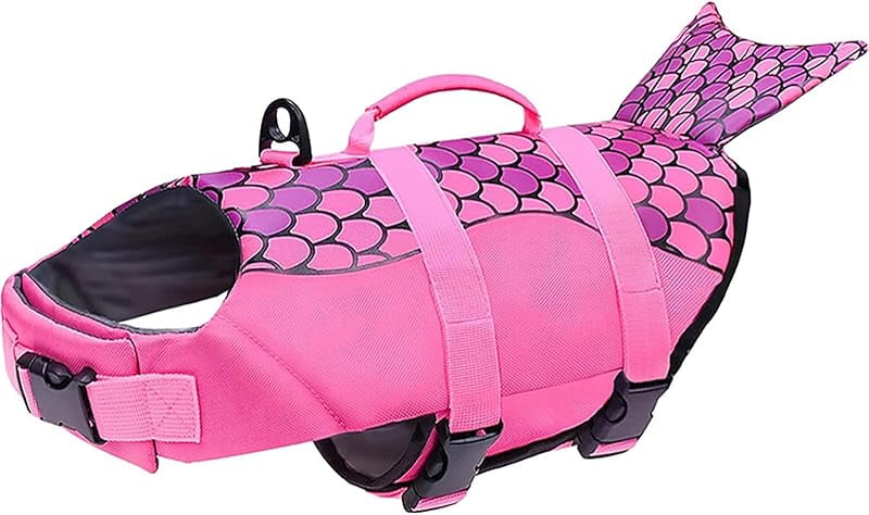 Mermaid - Pink Dog Life Jacket, X-Large, Oxford Cloth, Reflective ...