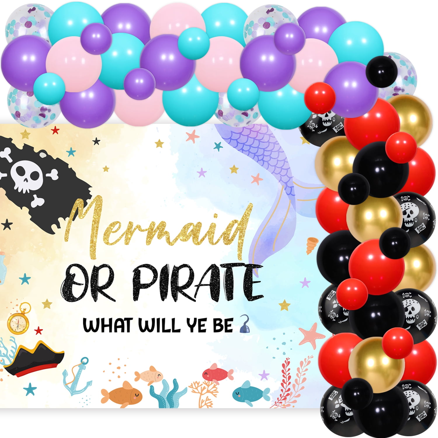 Mermaid or Pirate Gender Reveal Party Decorations Mermaid or Pirate ...