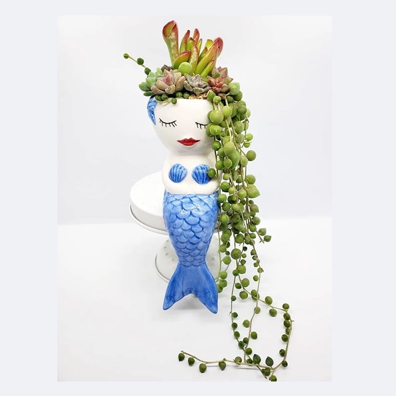 Mermaid Planter , Mermaid Flower Pot for Kids, Small Potted Succulent ...