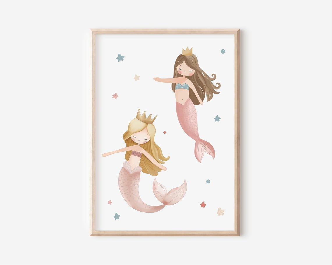 Mermaid Poster In A4 & A3 For The Children'S Room Mermaid Poster ...
