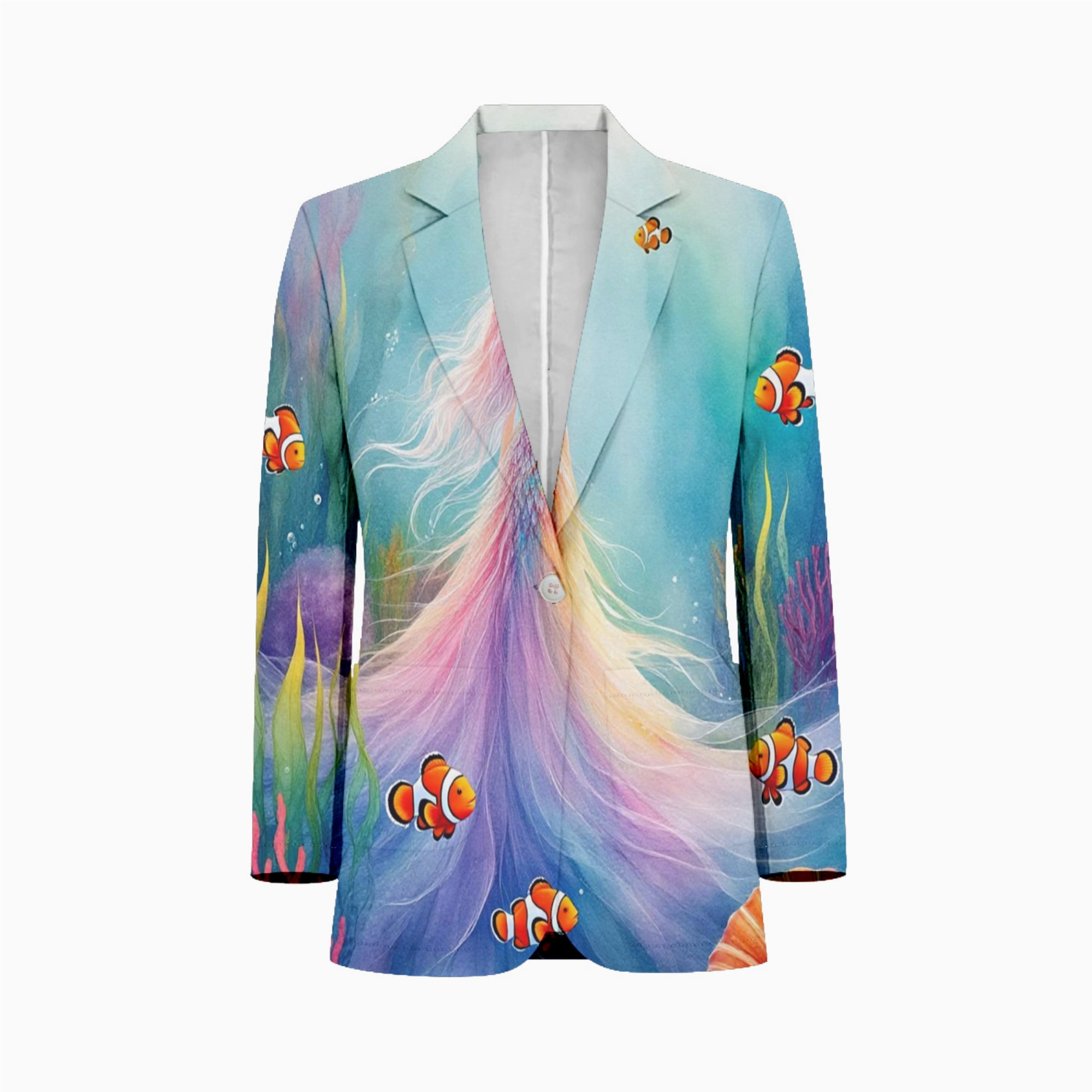 Mermaid Princess Under the Sea Mens Suits Shawl Collar Slim Fit Suit ...