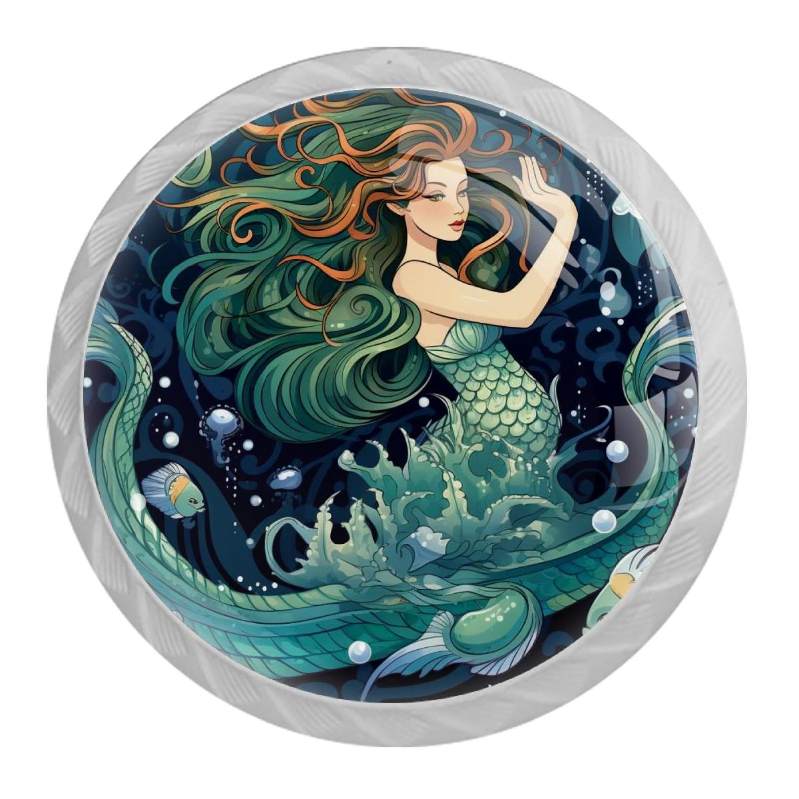 Mermaid Print Custom Drawer Knobs - Transparent Cabinet Knobs ABS Glass ...