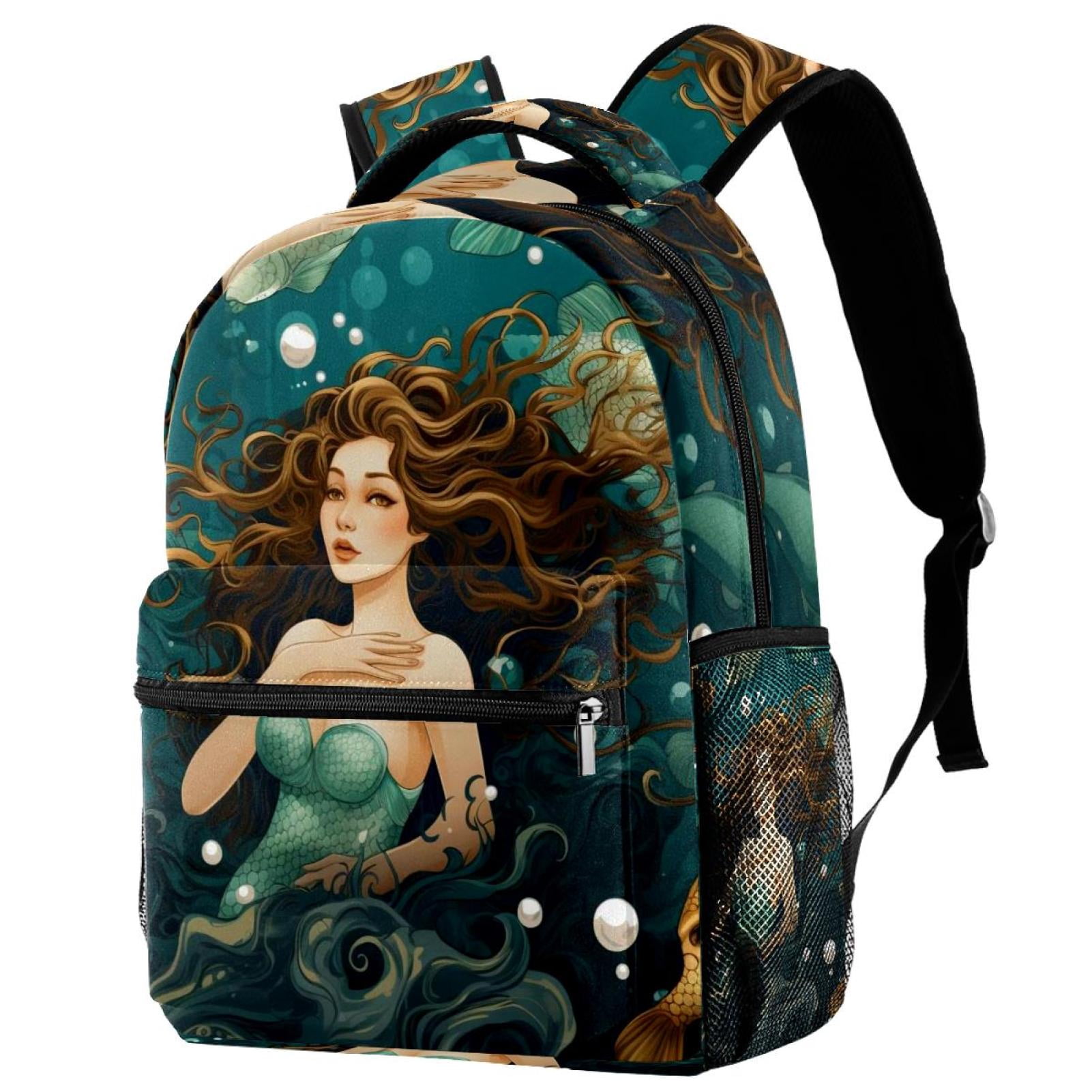 Mermaid Prints Lightweight Backpacks Roomy Interior, Casual Backpack in ...