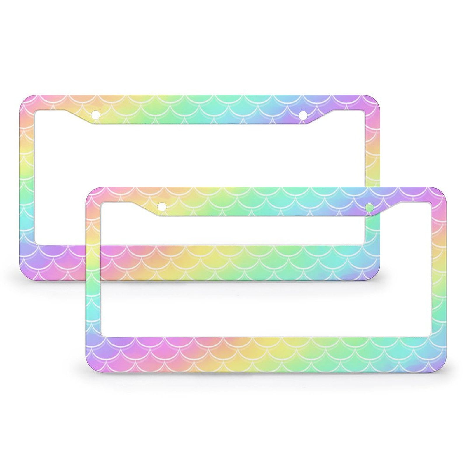 Mermaid Rainbow Background With Scales Iridescent License Plate Frame 2 ...