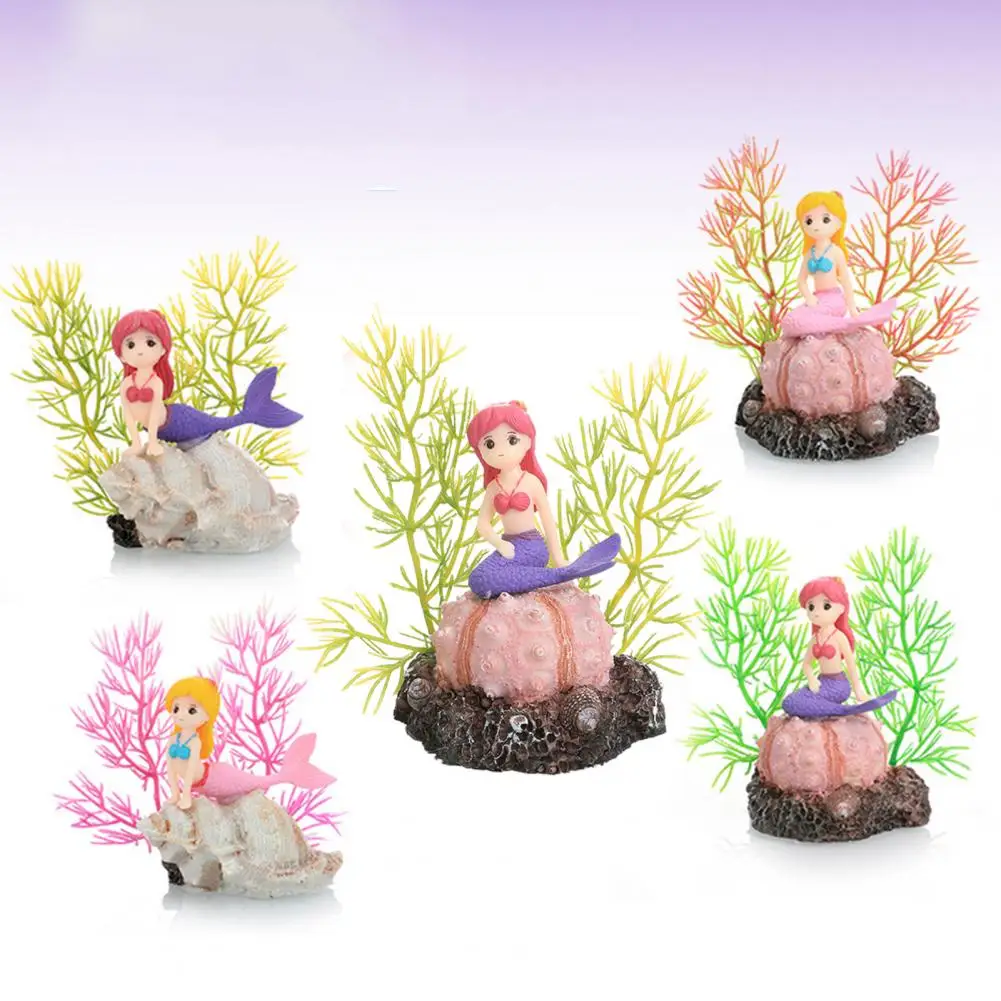 Mermaid Resin Figurines for Aquarium Landscaping Ornaments Artificial ...