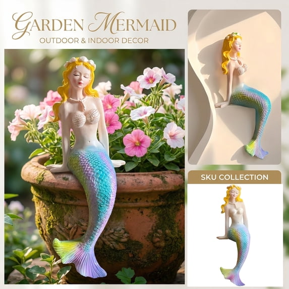 Mermaid Resin Statue Outdoor Garden Patio Yard Decoration Mermaid ...