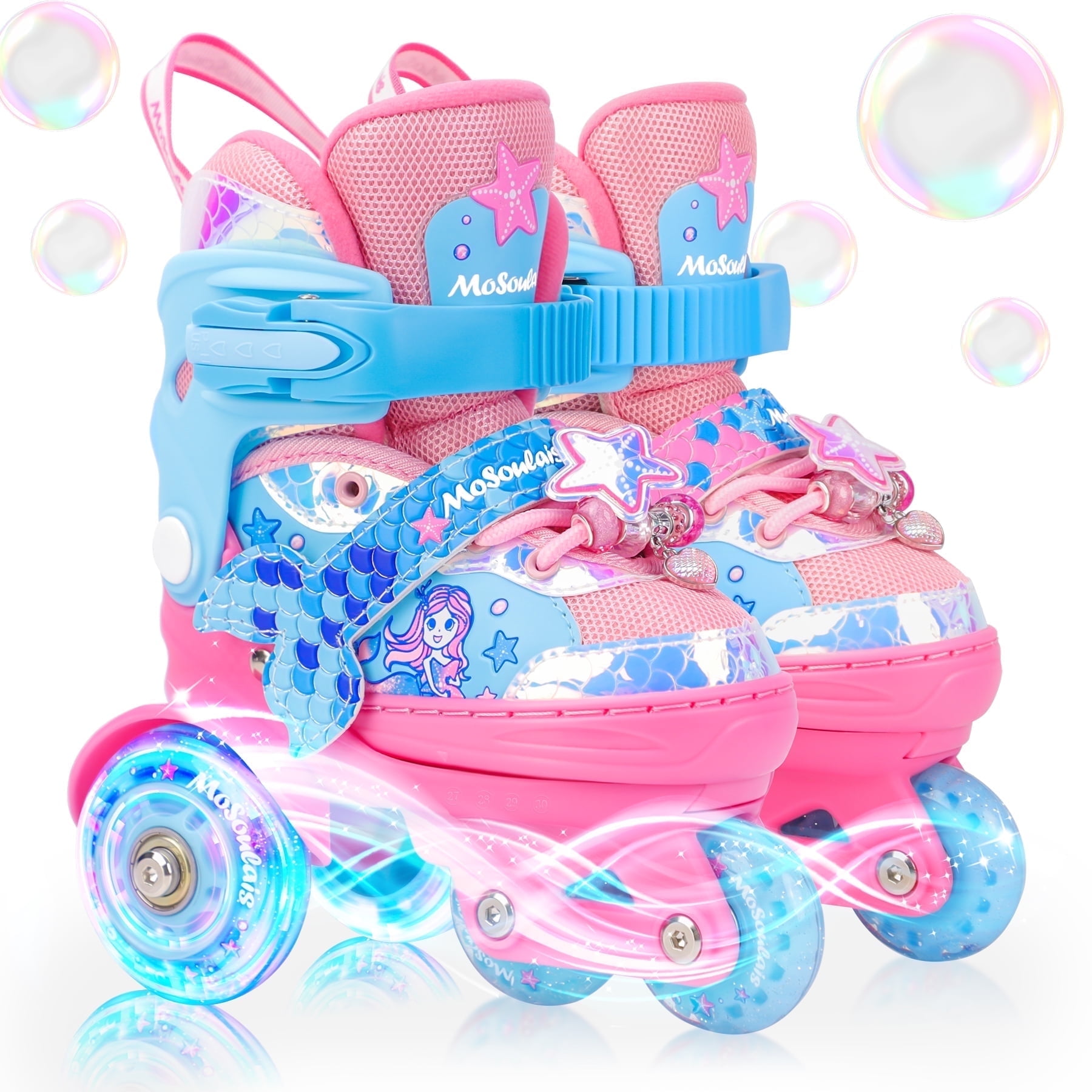 Mermaid Roller Skates for Girls Kids Toddler Light up & Adjustable ...