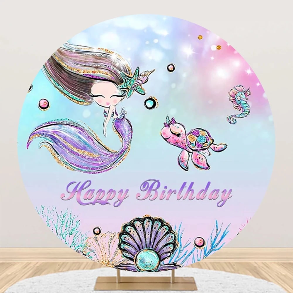 Mermaid Round Backdrop Cover Under The Sea Glitter Girls Princess ...