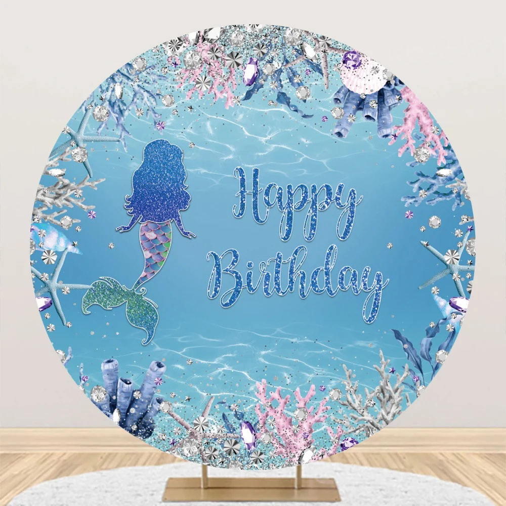 Mermaid Round Backdrop Cover Under The Sea Glitter Girls Princess ...