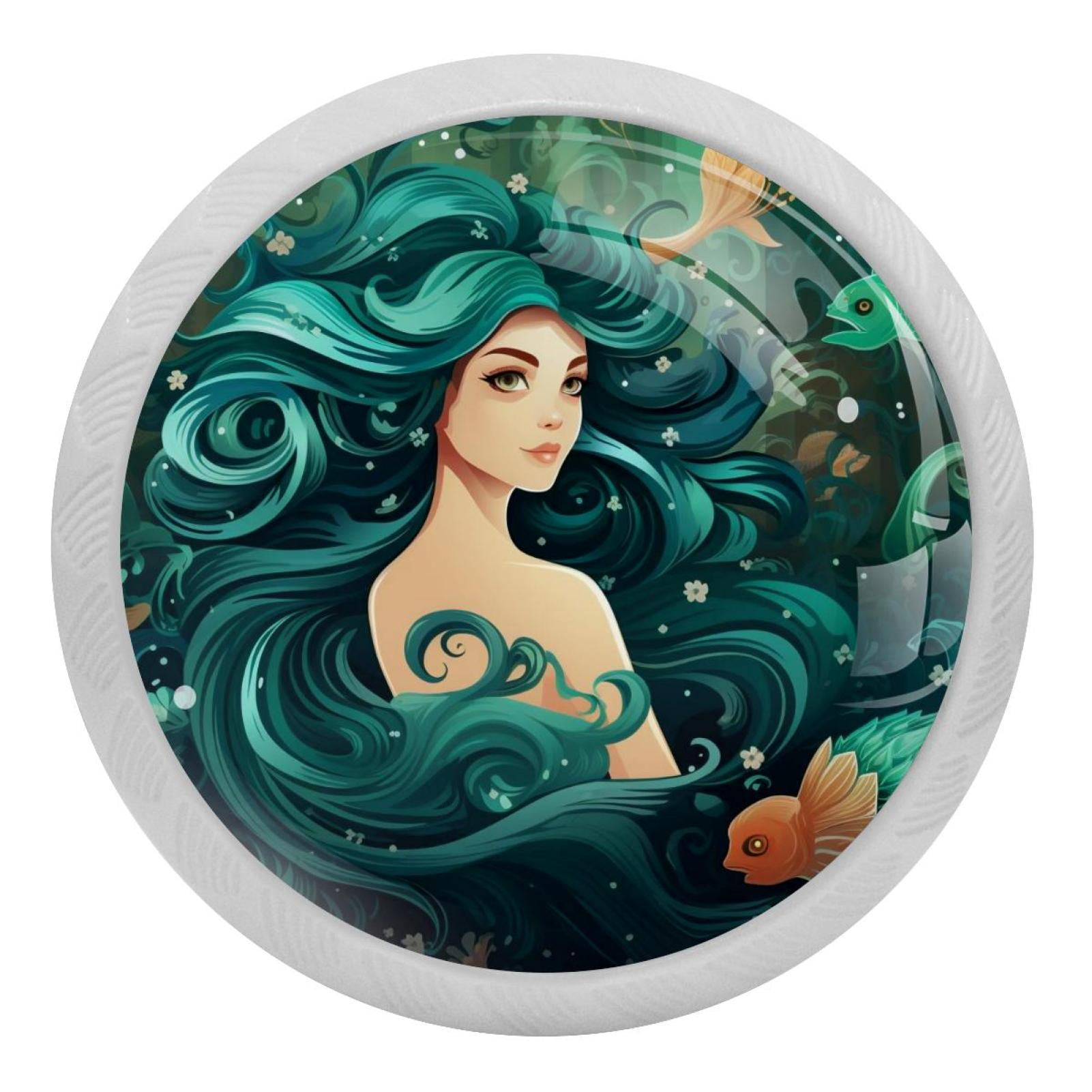 Mermaid Round Glow-in-the-Dark Cabinet Knobs: Fluorescent Drawer Pulls ...