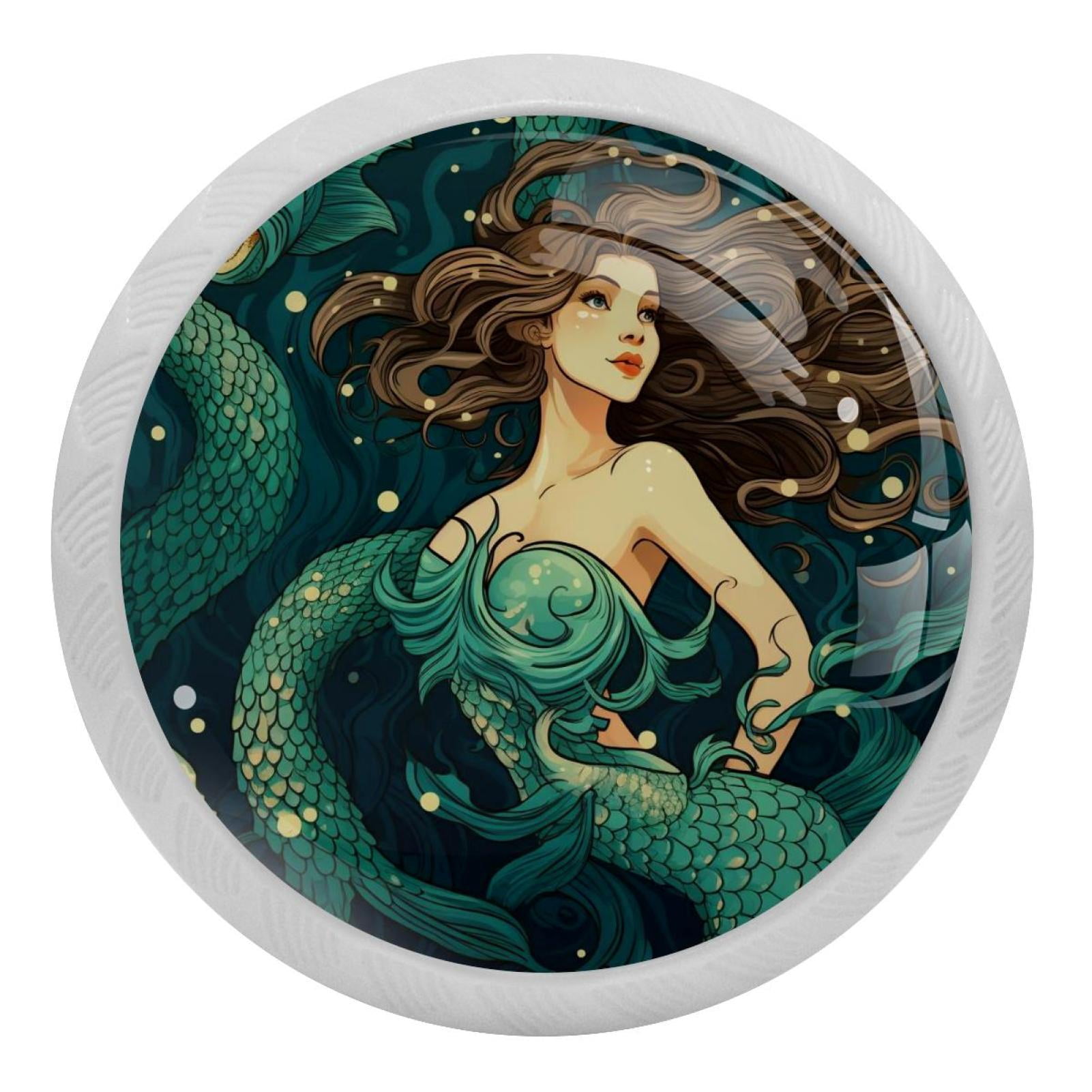 Mermaid Round Glow-in-the-Dark Door Knobs 4-Pack with Screws ...