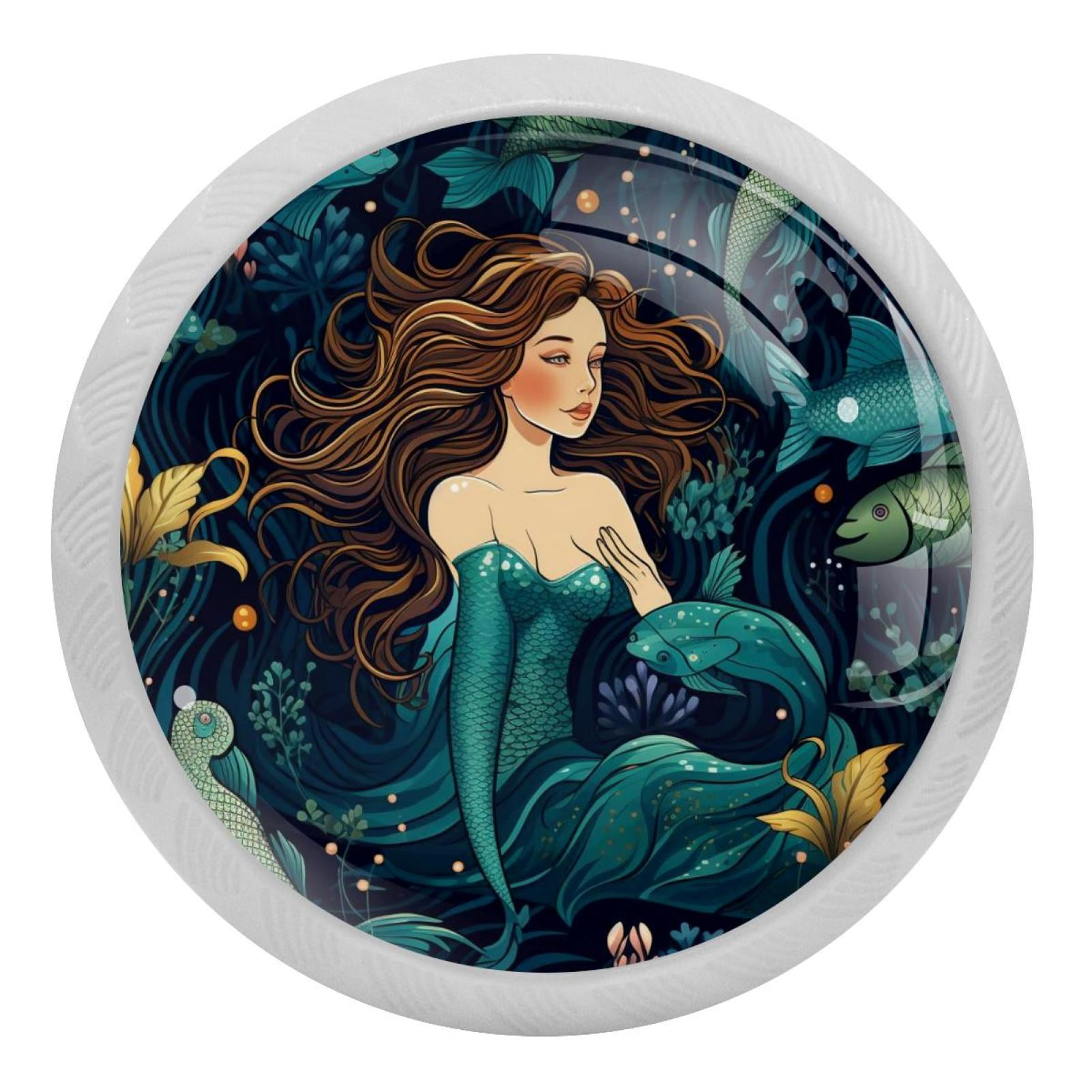 Mermaid Round Glow-in-the-Dark Dresser Knobs: Fluorescent Drawer Pulls ...