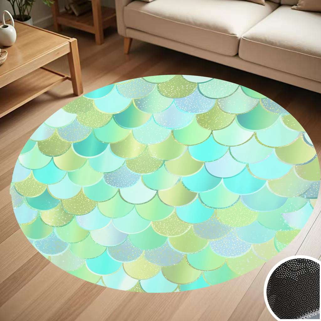 Mermaid Scale Pattern Round Carpet Living Room Bedroom Home Decoration ...