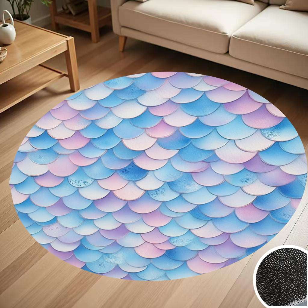Mermaid Scale Pattern Round Carpet Living Room Bedroom Home Decoration ...