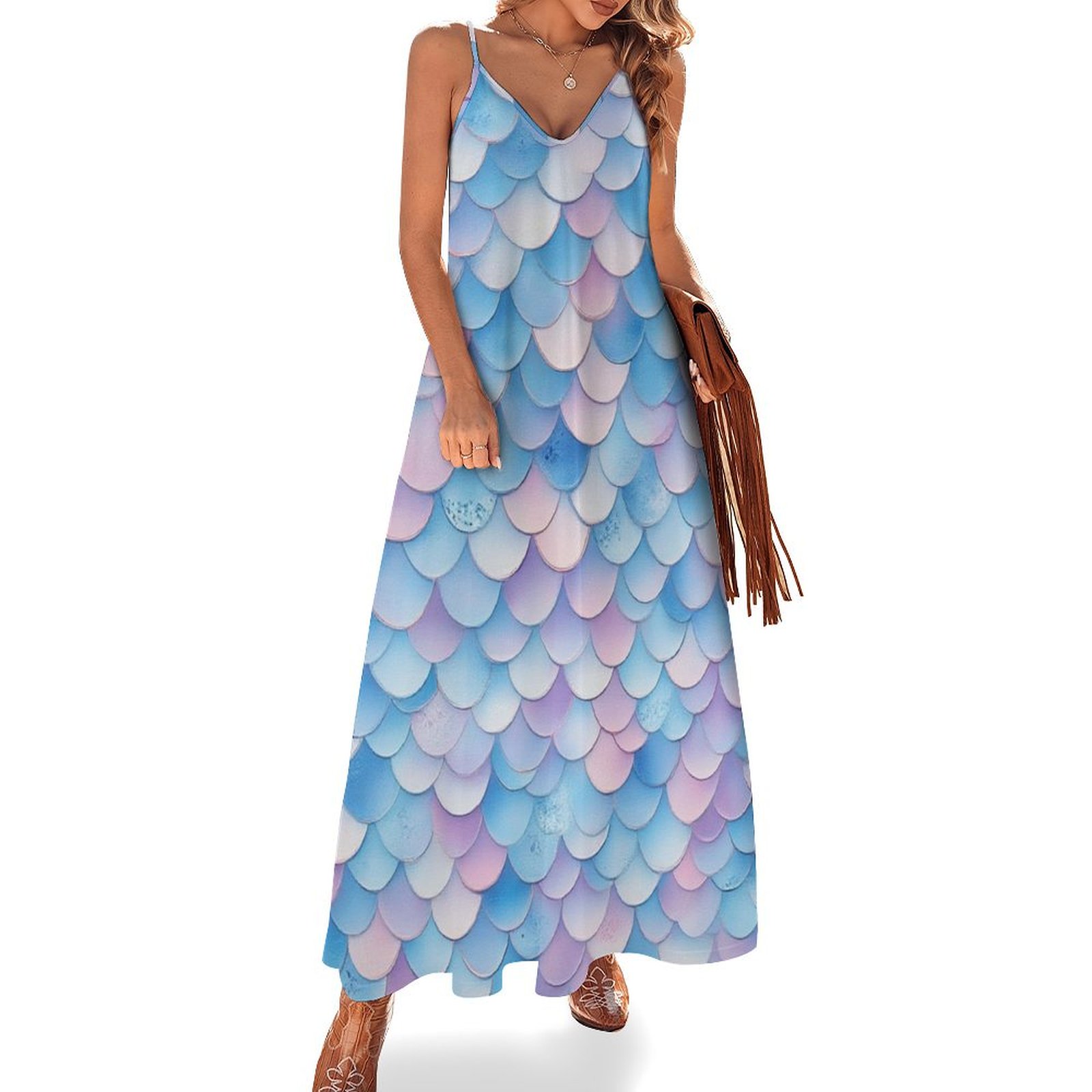 Mermaid Scale Pattern Sleeveless Dress Women's Evening Dress Womans ...