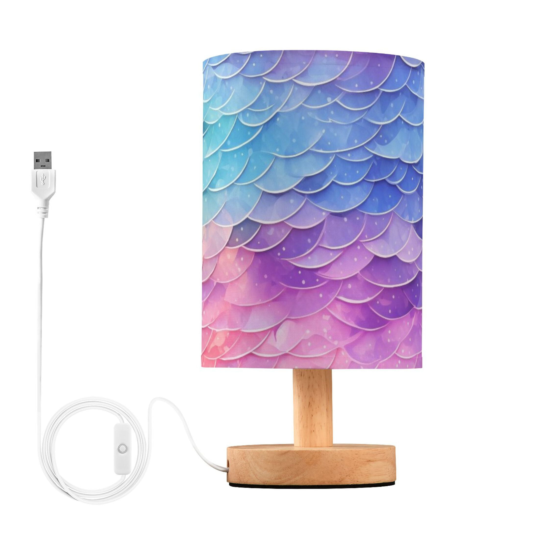 Mermaid Scales Bedside Table Lamp LED Warm Lights with USB Charging ...