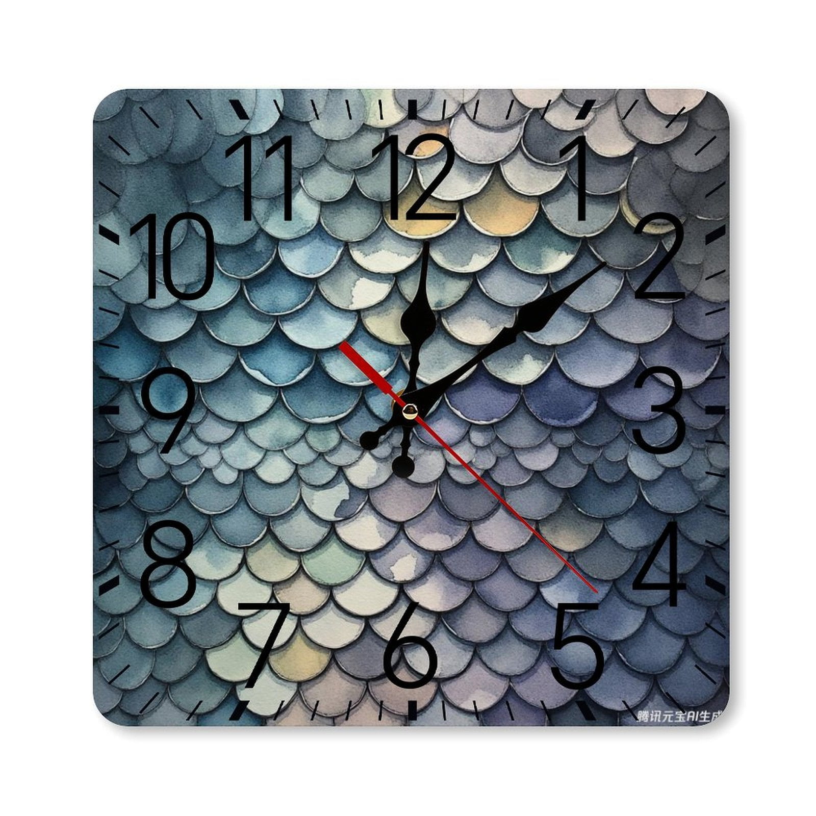 Mermaid Scales Blue Purple Wall Clock Silent Non-Ticking For Home ...
