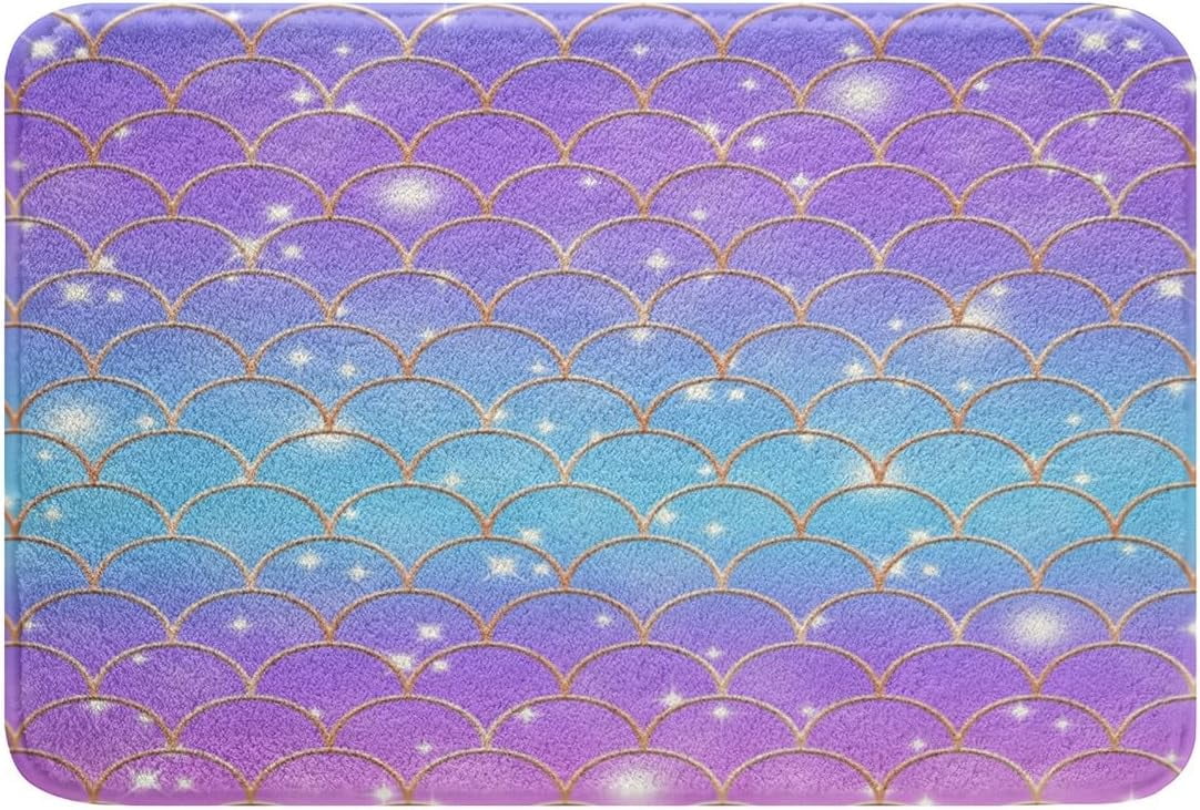 Mermaid Scales Colorful Funny Bathroom Rugs 16"x24" Marine Life Sea ...
