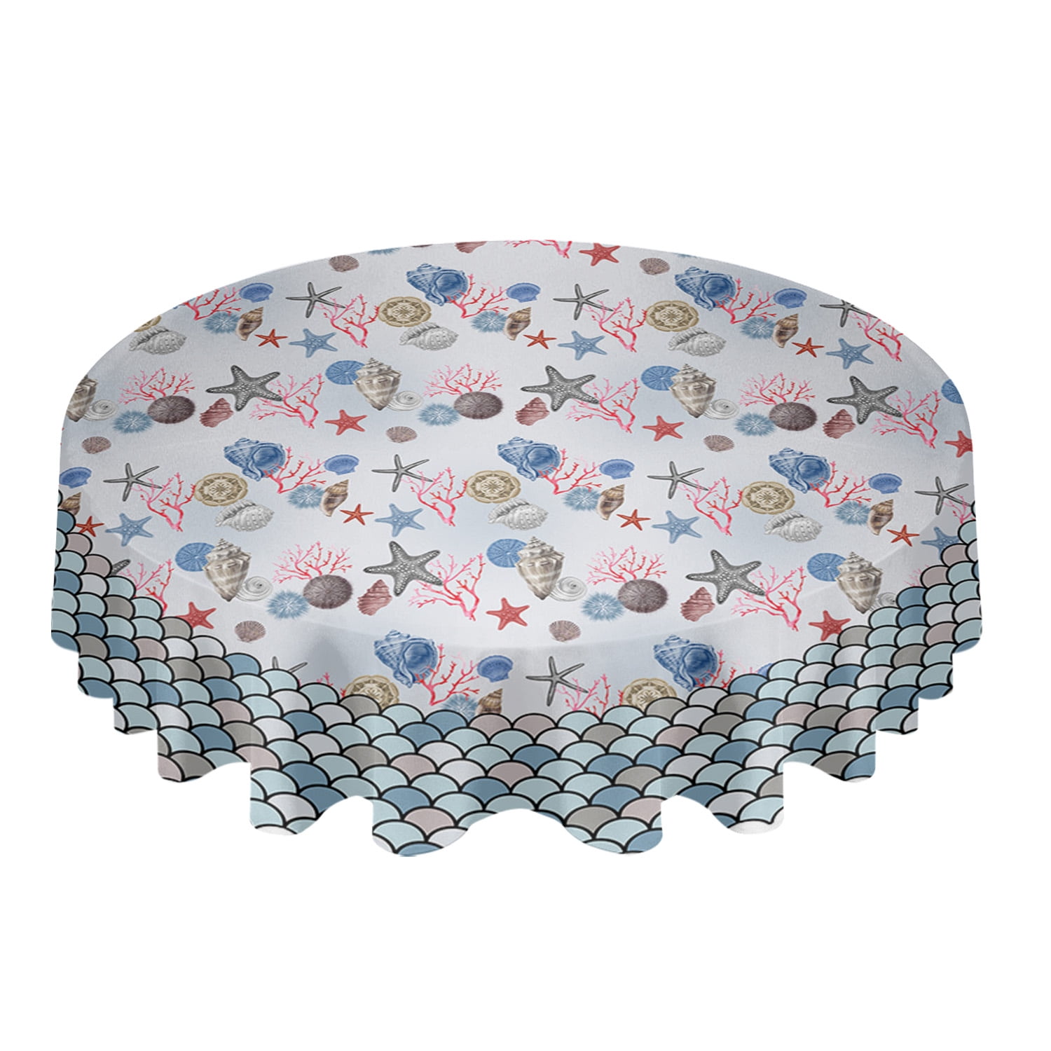 Mermaid Scales Colorful Tablecloths for Dining Table Waterproof Round ...