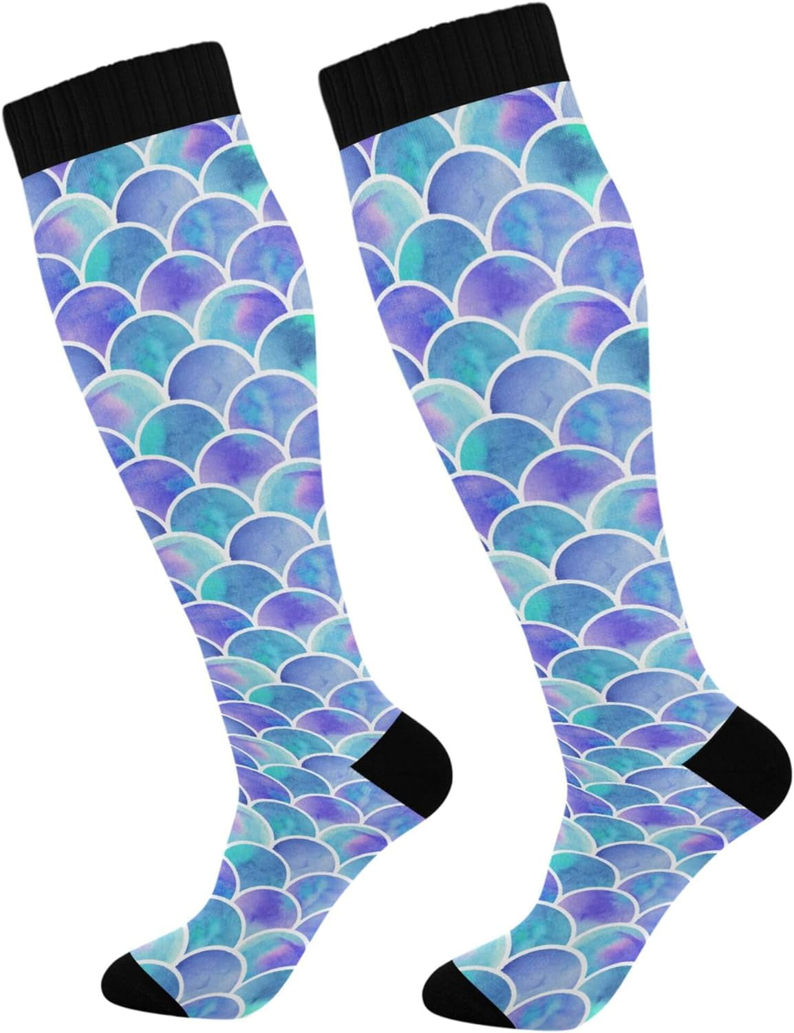 Mermaid Scales Compression Socks Women and Men Soft Stretchable Knee ...