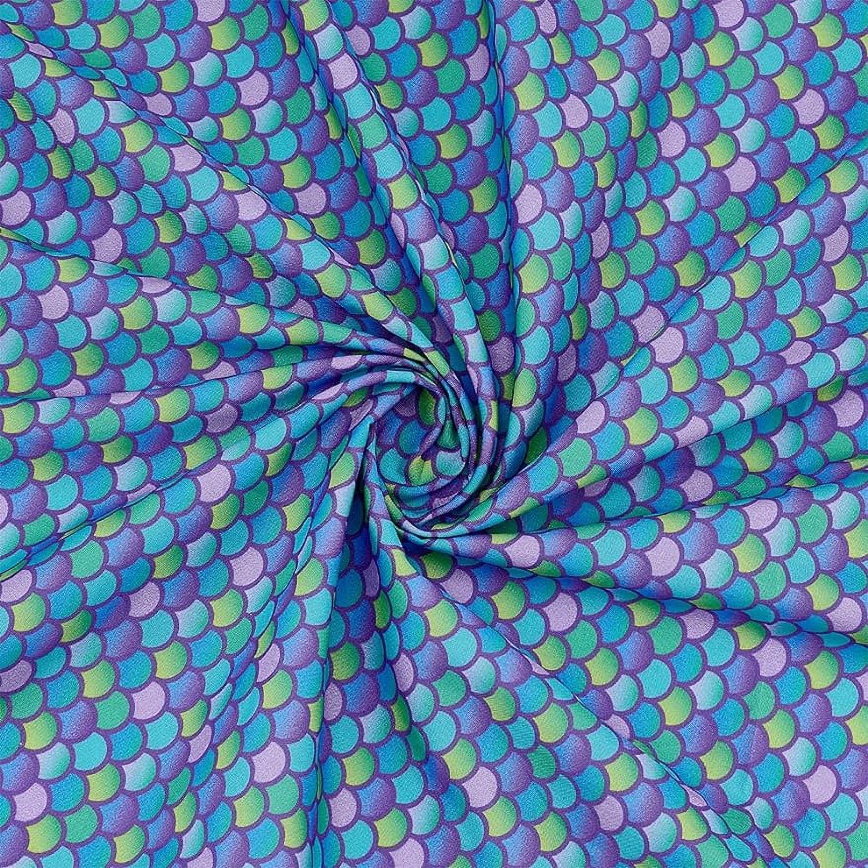 Mermaid Scales Fabric 39.4x57inch Fish Scale Pattern Polyester Cotton ...