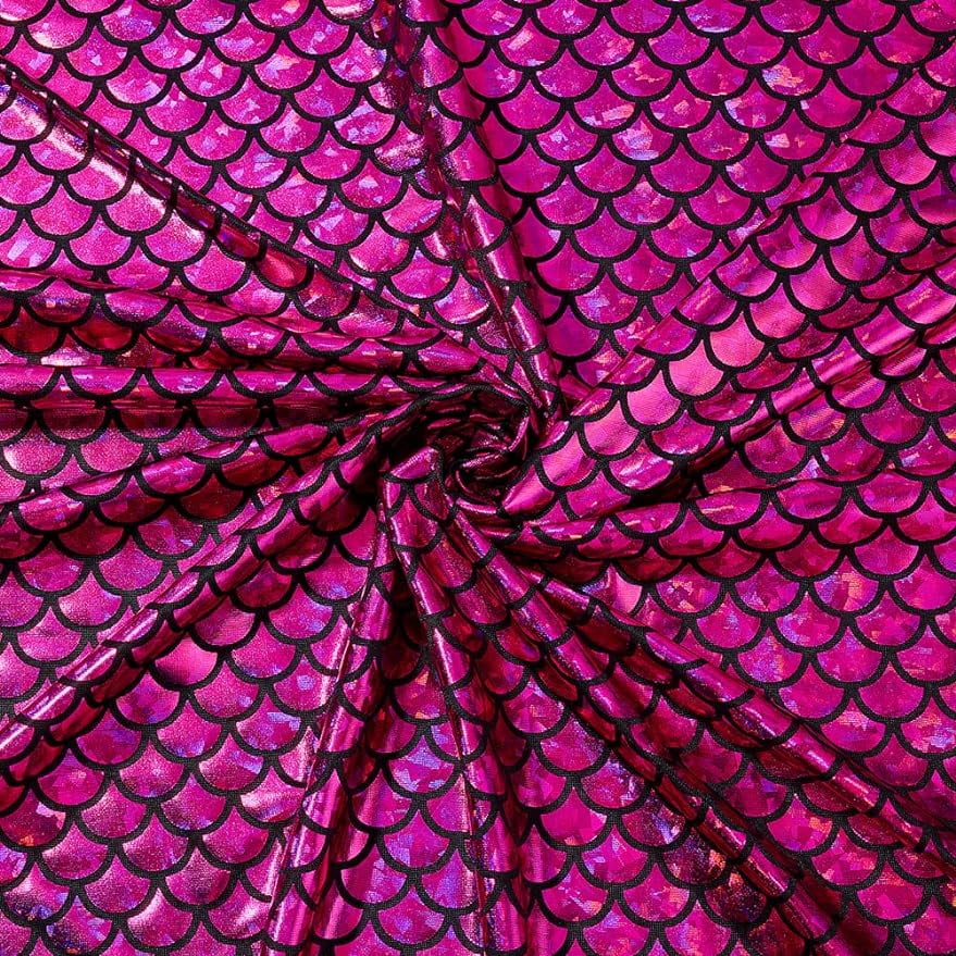 Mermaid Scales Fabric 39.4x59inch Iridescence Magenta Color Sparkly ...