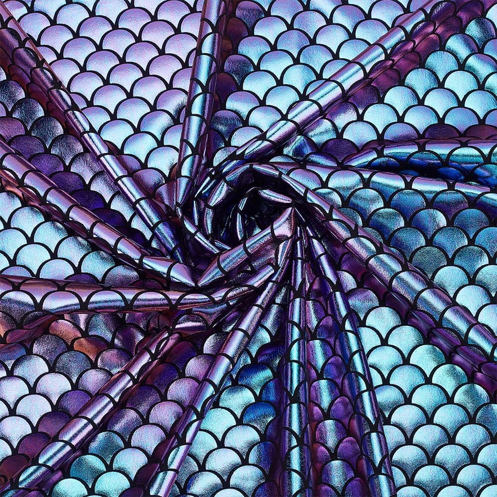 Mermaid Scales Fabric 39.4x59inch Light Sea Green Hologram 2 Way ...