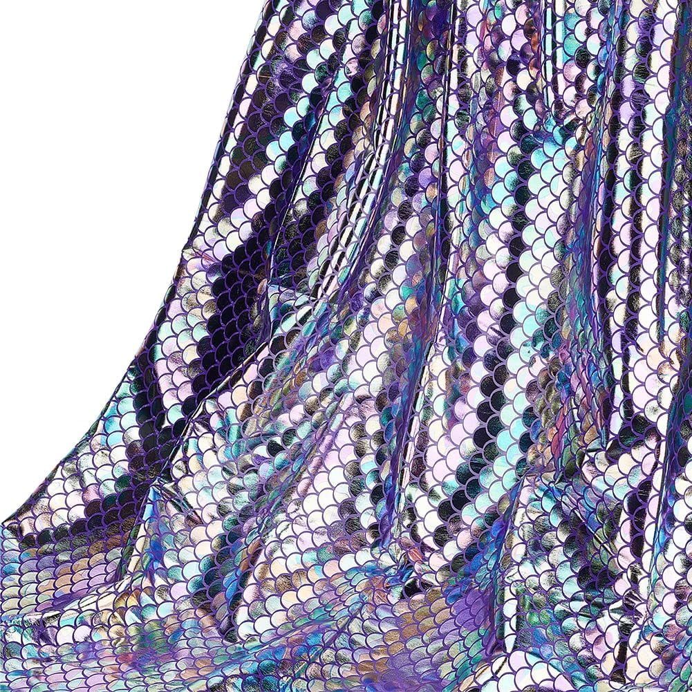 Mermaid Scales Fabric 39x59 inch Sparkly Purple Hologram Spandex Fish ...