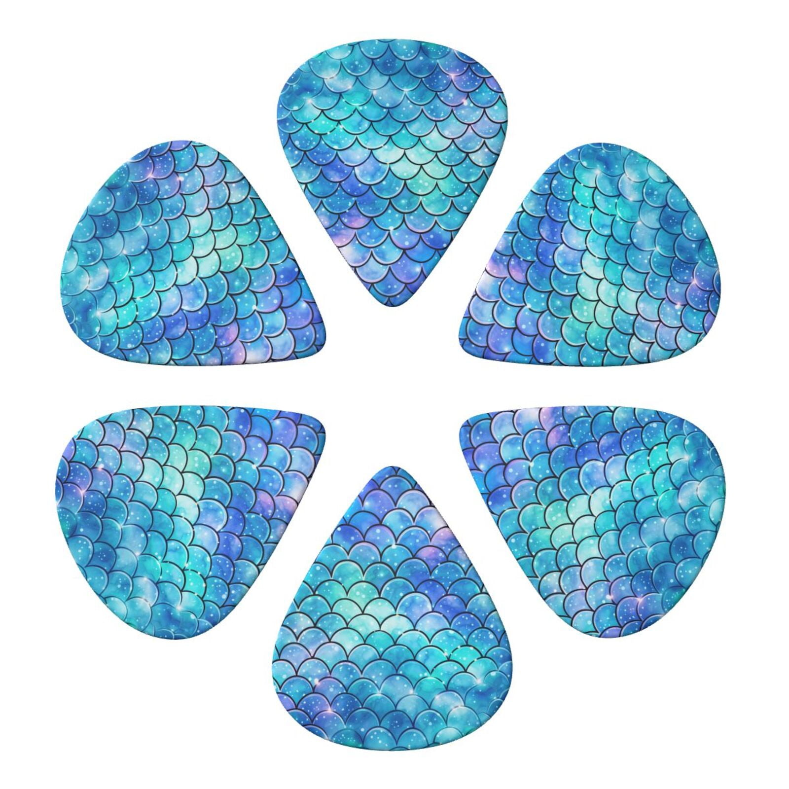 Mermaid Scales Fish Scale Blue Guitar Pick 6 Pack for Bass Acoustic ...