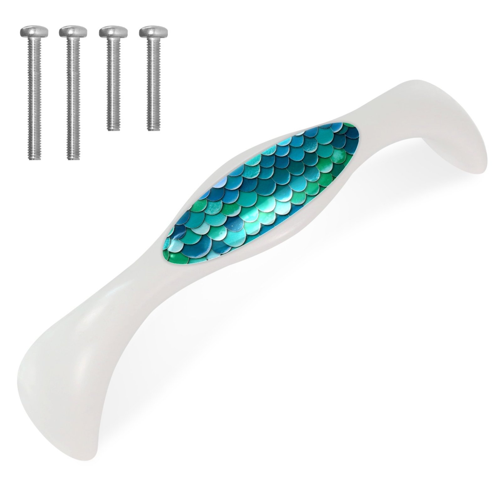 Mermaid Scales Kitchen Cabinet Pull Knobs Drawer Hardware Handles for ...