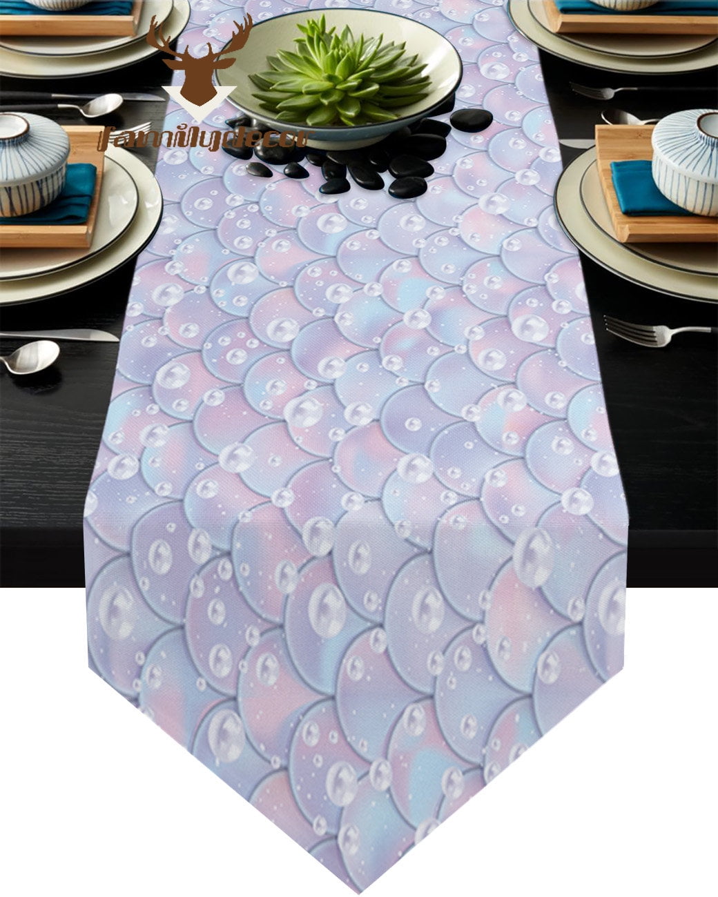 Mermaid Scales Modern Table Runner Country Wedding ration Tablecloth ...