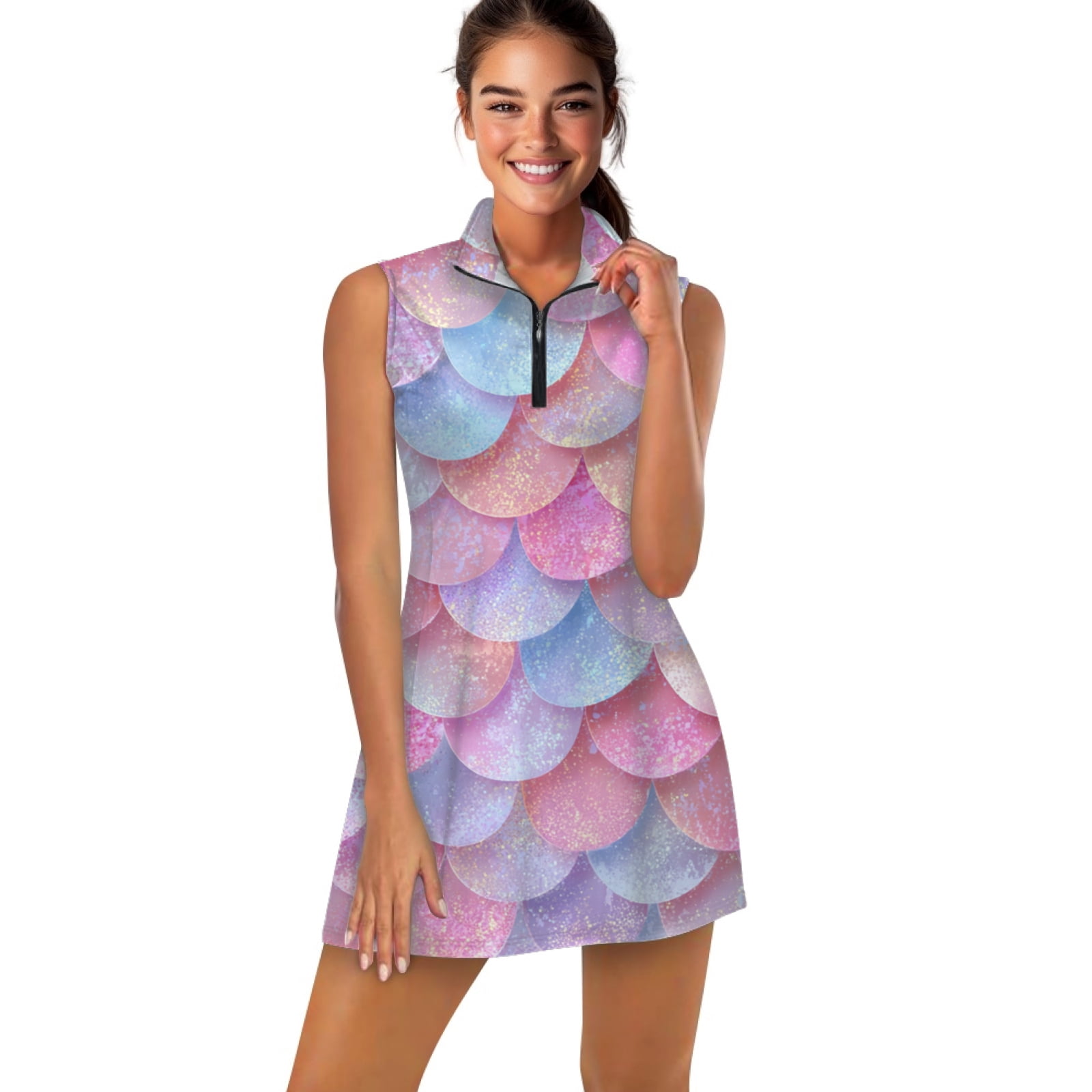 Mermaid Scales Pattern Sports Dresses Women Tennis Dress with Separate ...