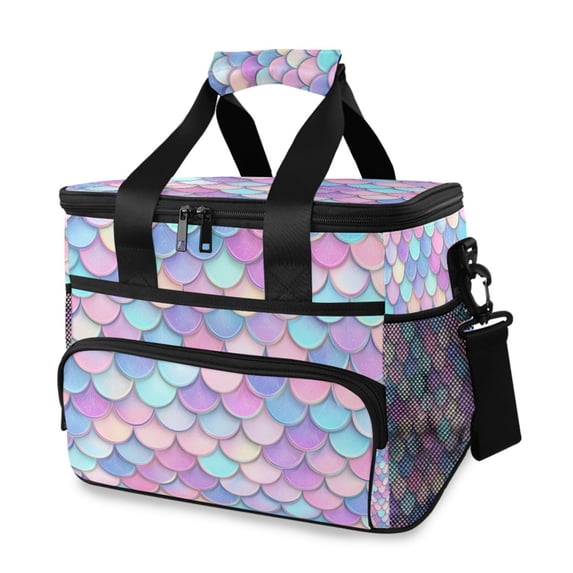 Mermaid Scales with Beautiful Color Portable Cooler Lunch Box Reusable ...