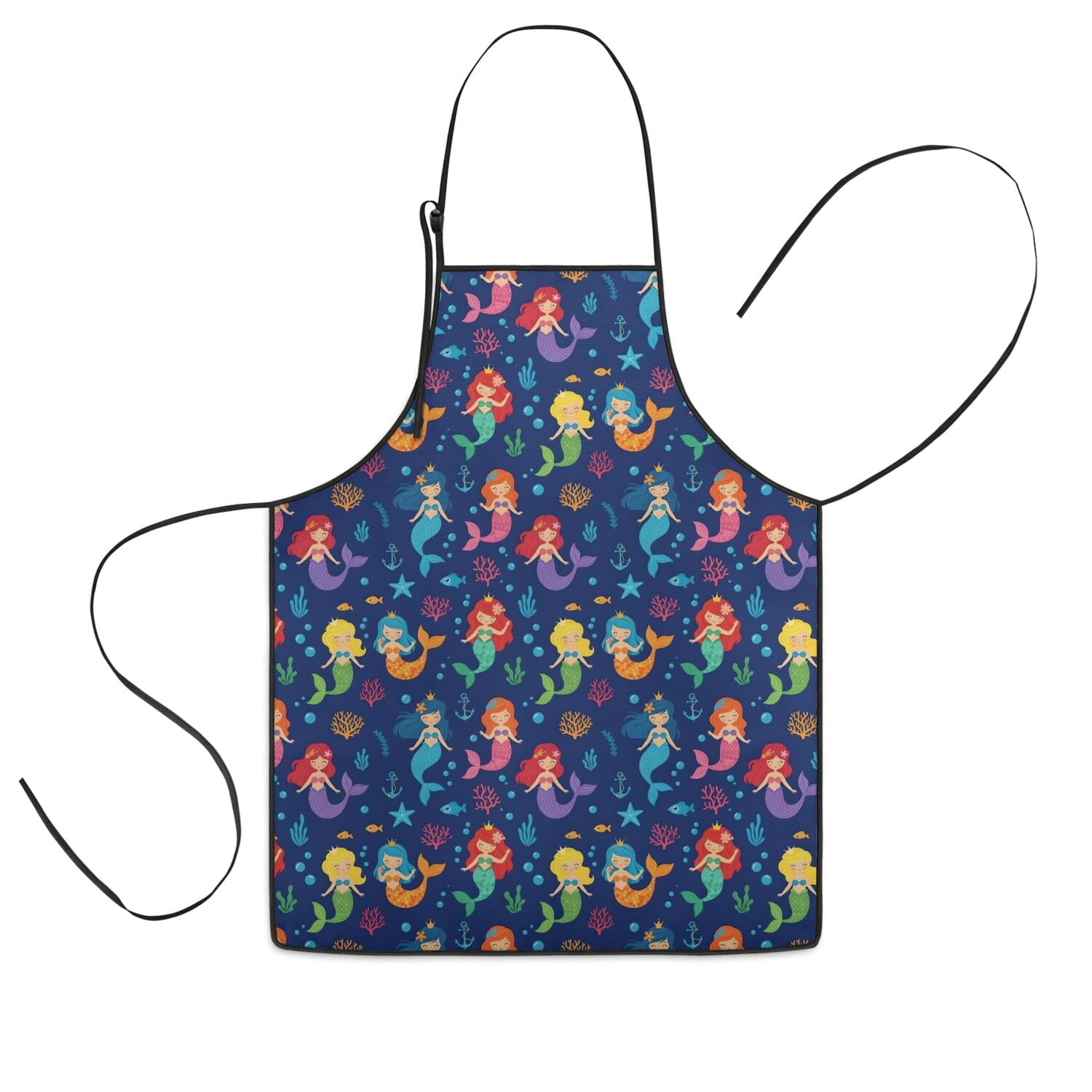 Mermaid Sea Princess Pattern Kids Aprons for Girls and Boys,Adjustable ...