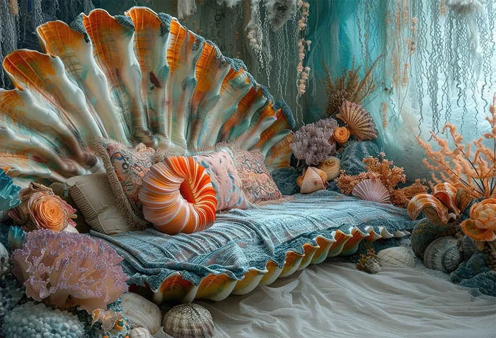 Mermaid Seabed Seashell Baby Girl Birthday Party Cake Smash Portrait r ...